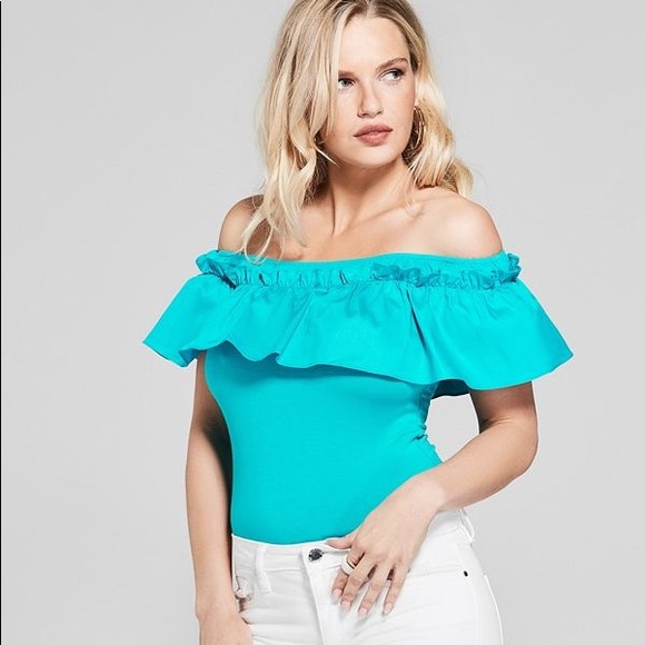 Marciano | Tops | New Guess Marciano Sarah Off Shoulder Ruffle Stretch ...